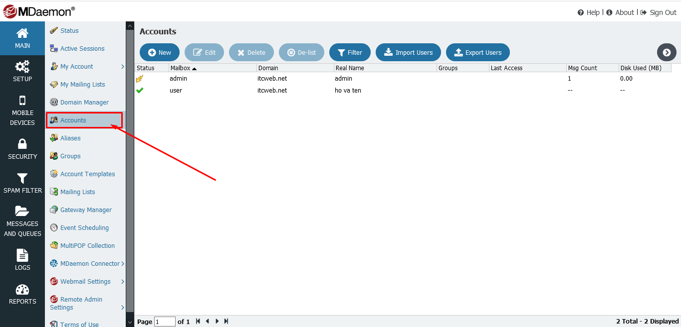 [mdaemon] Hướng Dẫn Thay đổi Mật Khẩu Email User Bằng Tài Khoản Admin